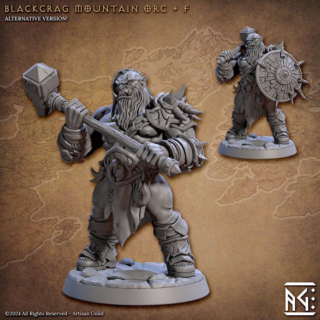 Mountain Orc - Pose F - Blackcrag Orcs Set - Unpainted Miniature – Ryn's Wild Menagerie