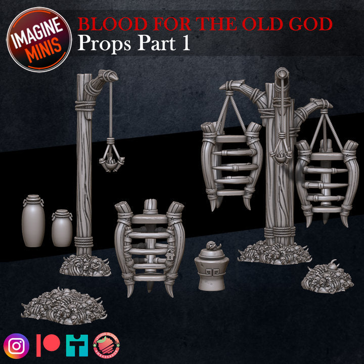 Cages and Bone Piles - Blood for the Old God Set - Unpainted Miniature ...