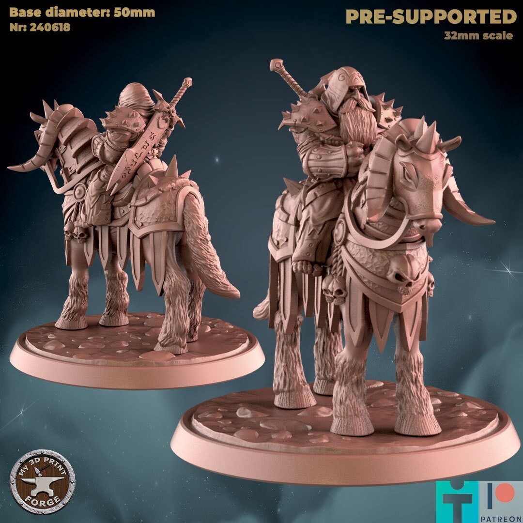 Female Dwarf Death Knight - Rider - Unpainted Miniature – Ryn's Wild ...