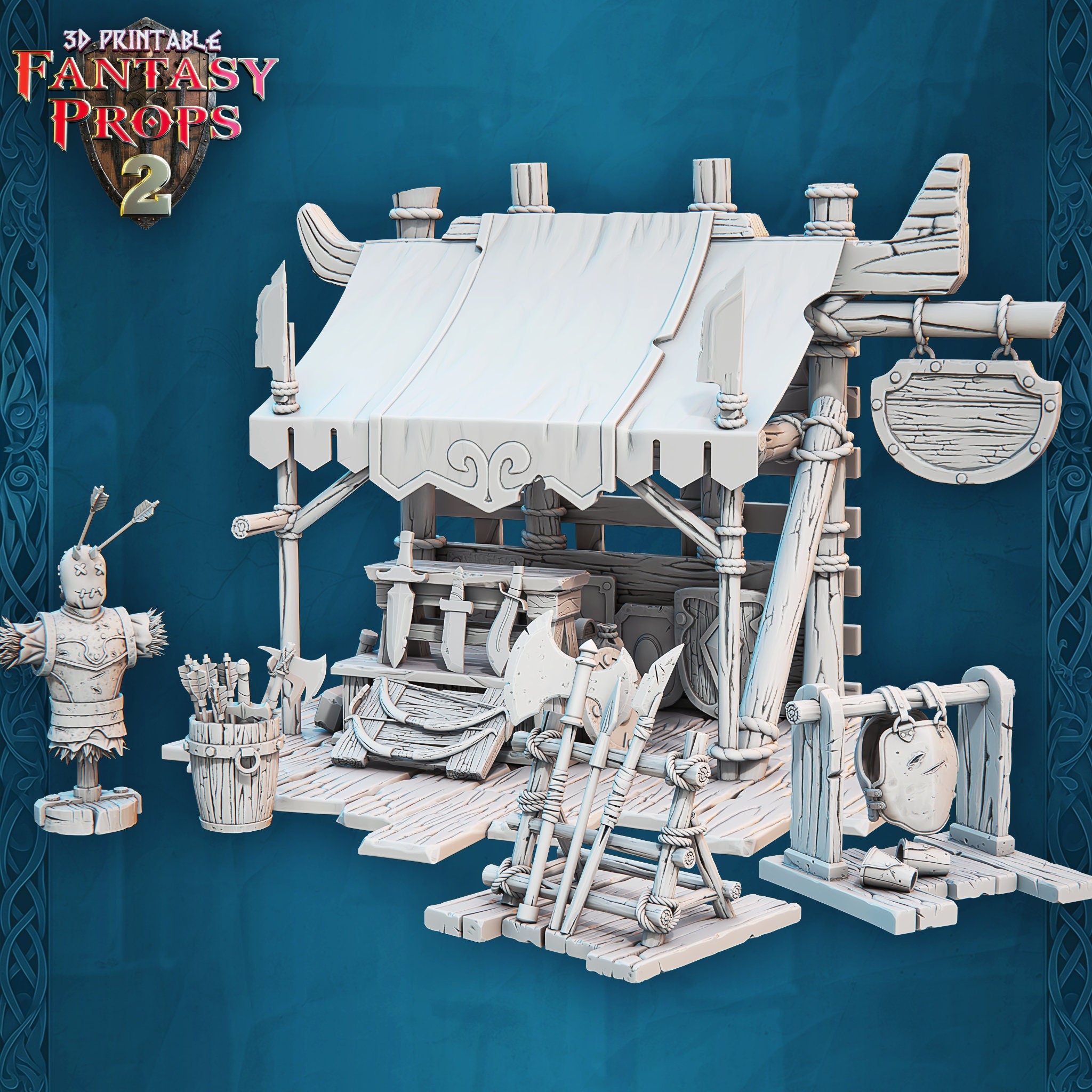 Weapon Stall - Market Set - Unpainted Miniature – Ryn's Wild Menagerie
