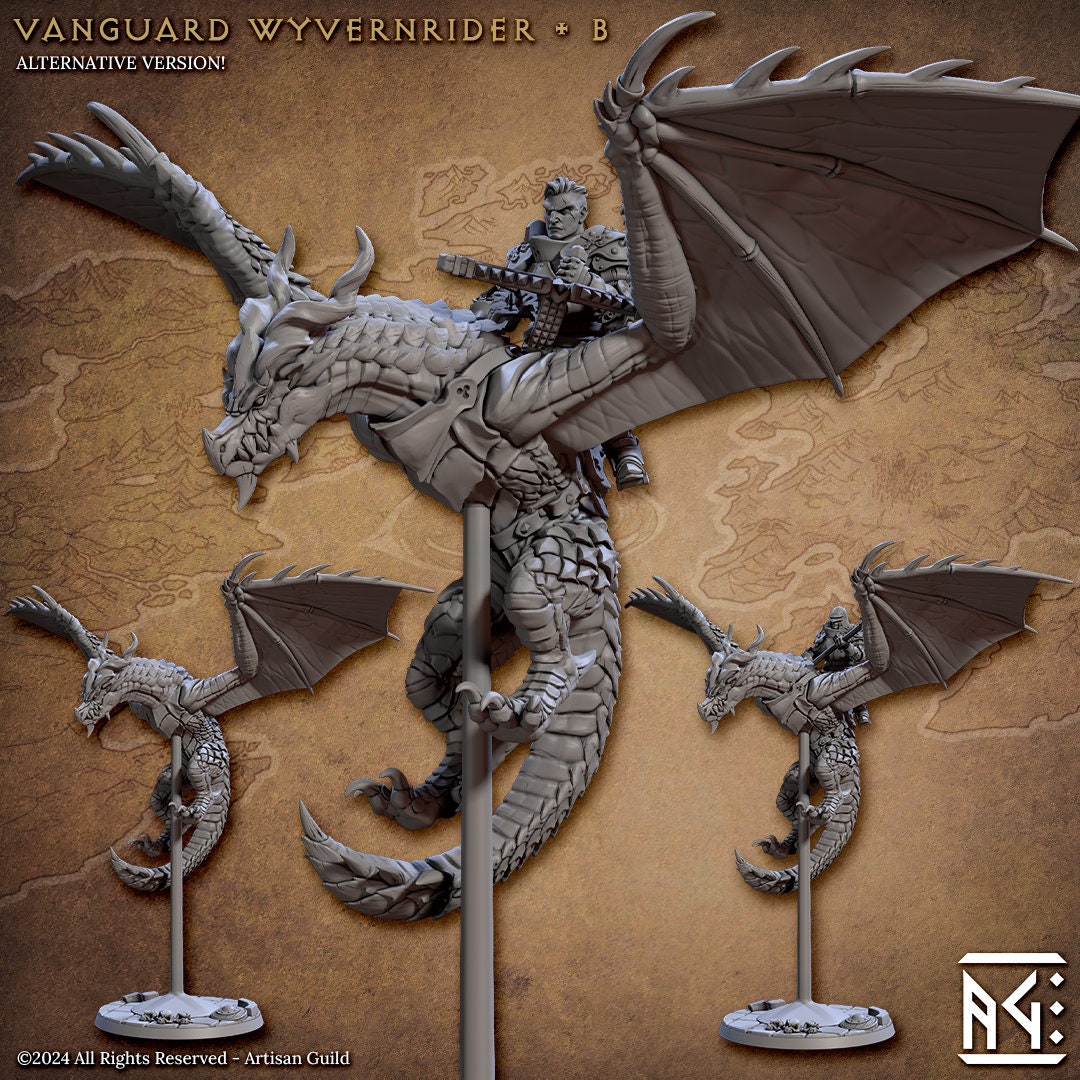 Wyvern Rider Pose B - Vanguard Fighters Guild - Unpainted Miniature ...