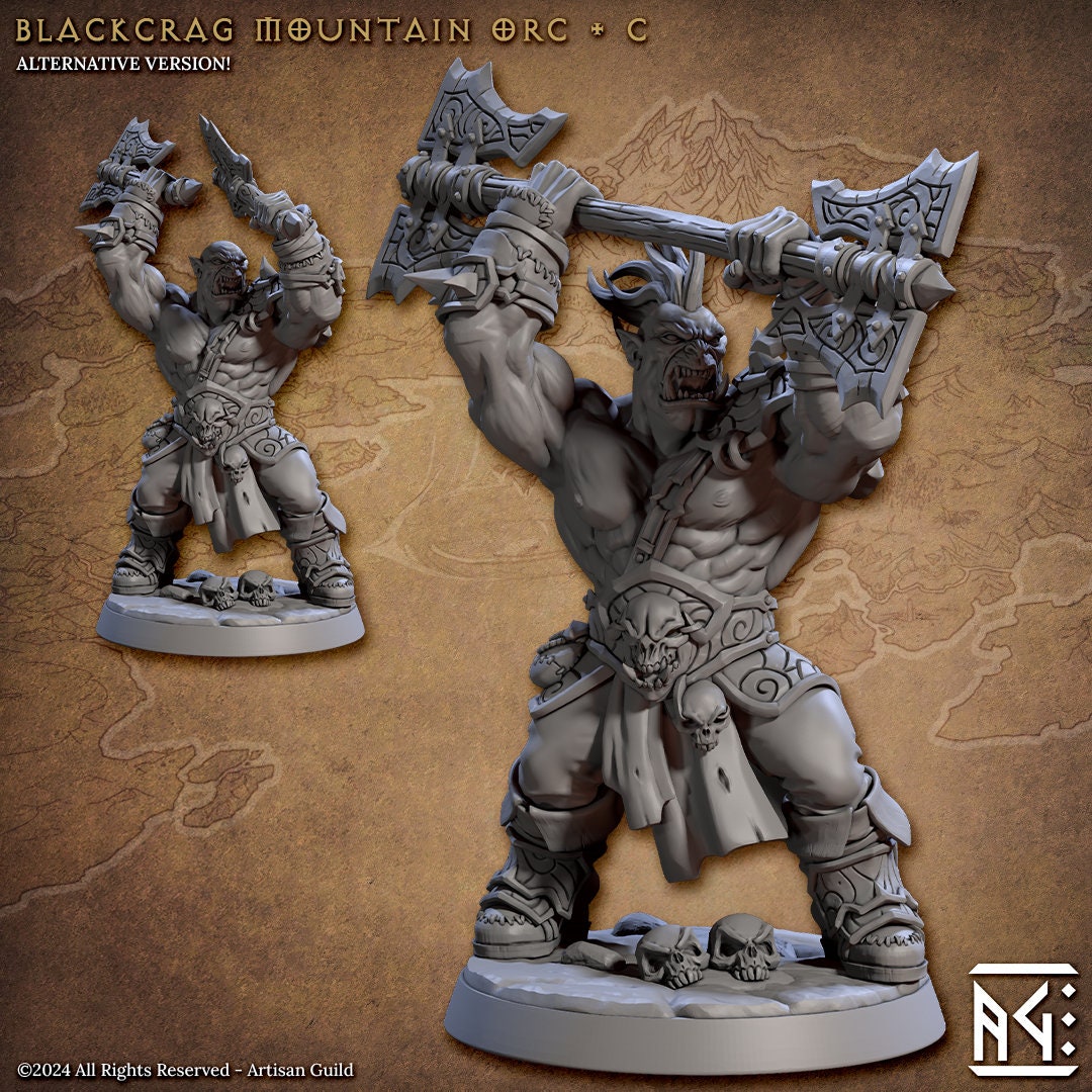 Mountain Orc - Pose C - Blackcrag Orcs Set - Unpainted Miniature – Ryn ...