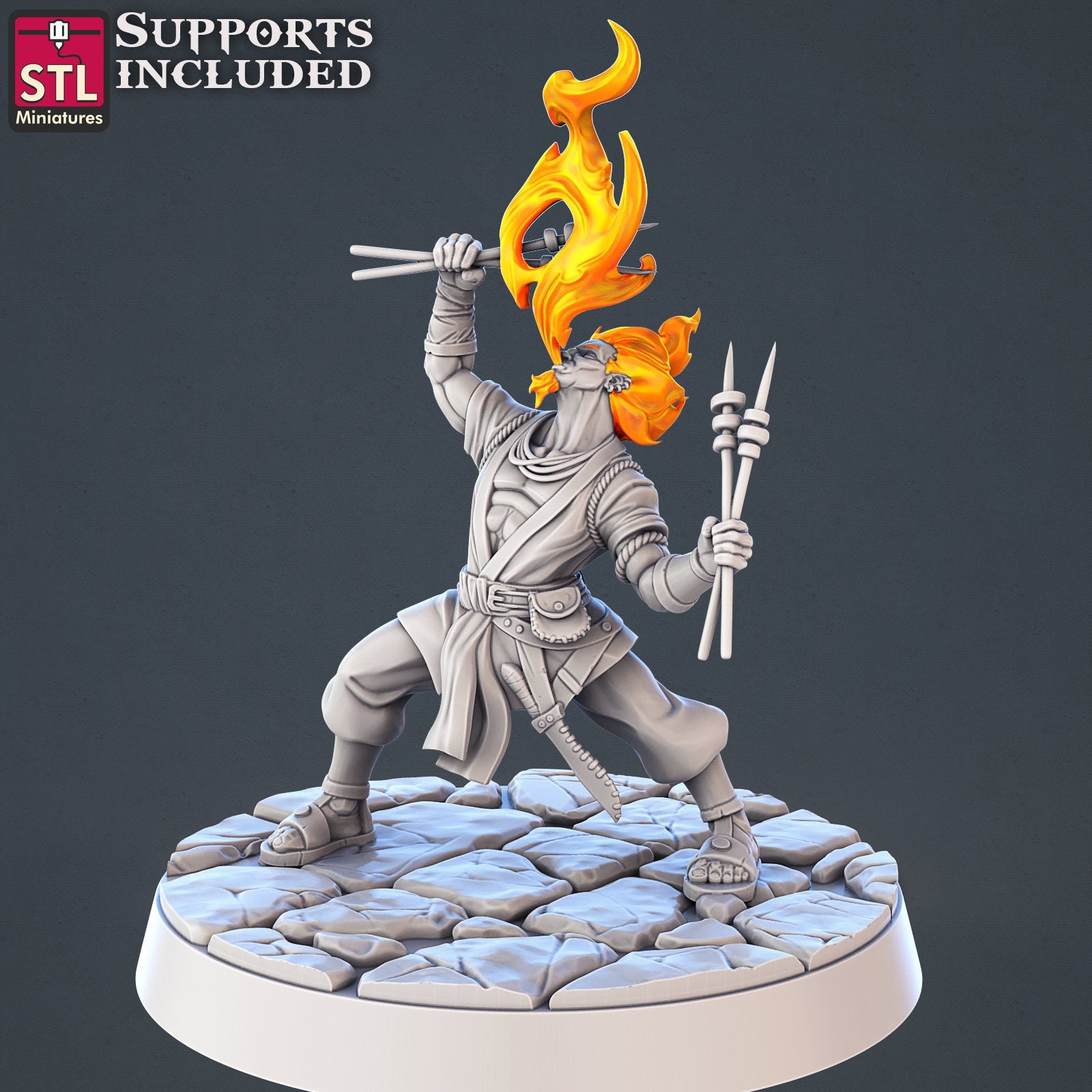 Fire Genasi - Fire Eater - Unpainted Miniature – Ryn's Wild Menagerie