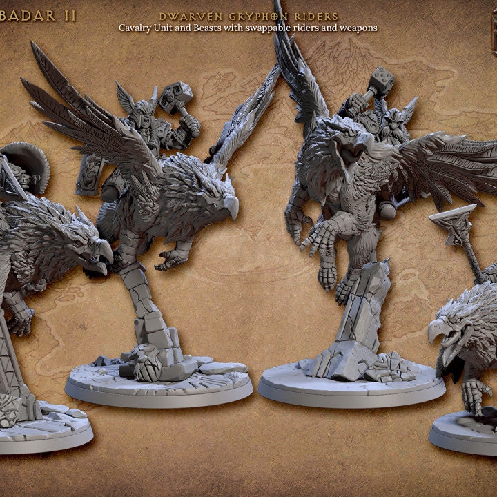 Dwarf Gryphon Riders - 4 Poses - Unpainted Miniatures – Ryn's Wild ...