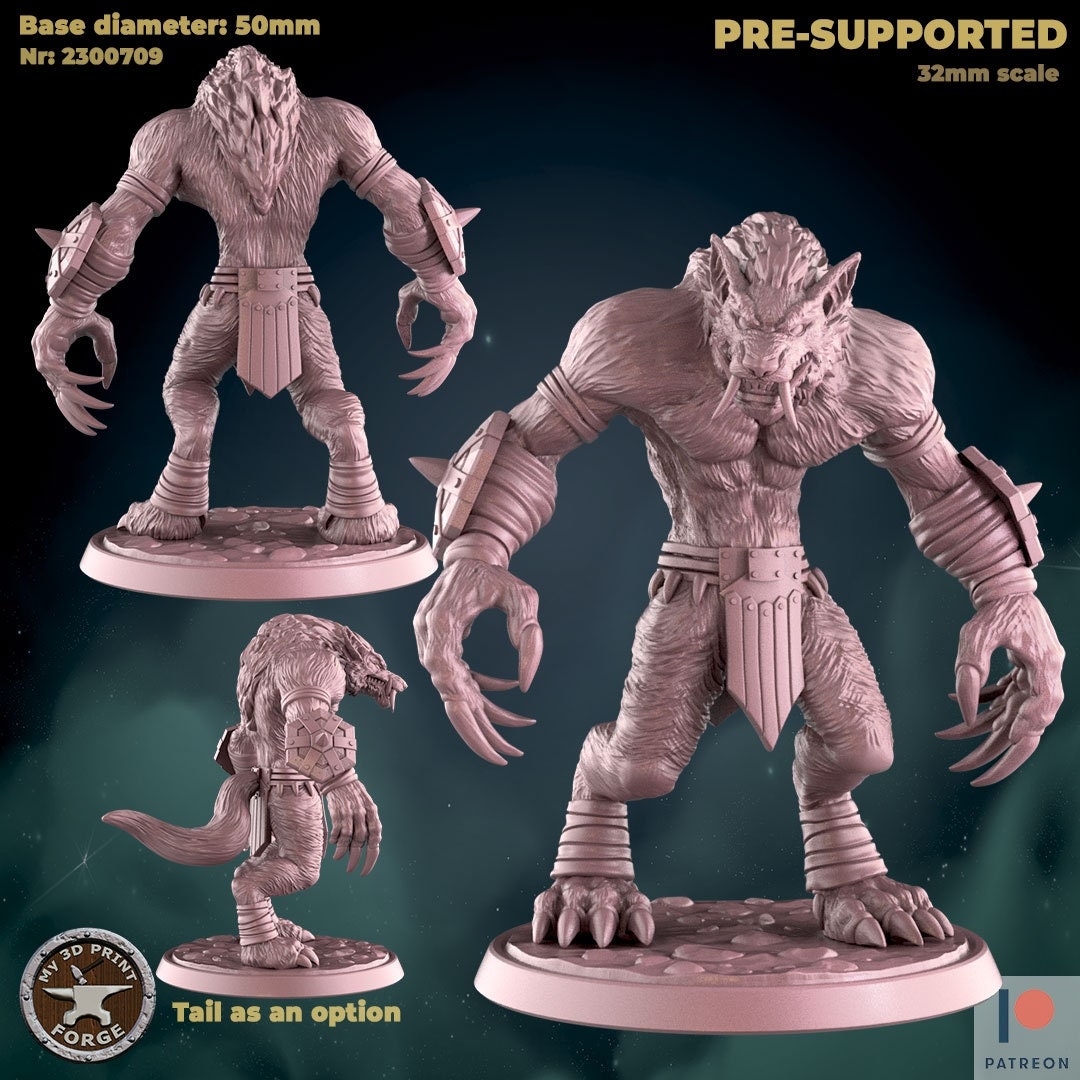 Giant Werewolf - 2 Poses - Unpainted Miniature – Ryn's Wild Menagerie